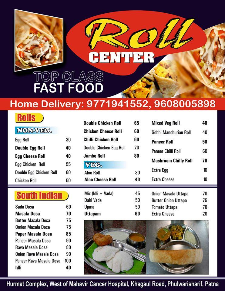 Menu at Roll Corner, Patna, Fraser Rd