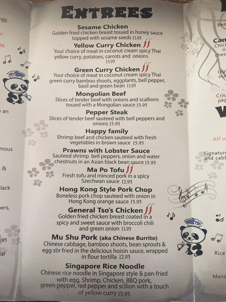 Menu at Singing Pandas Asian Restaurant & Bar, Chandler