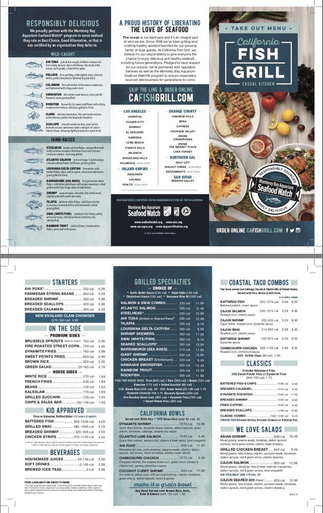 Menu at California Fish Grill restaurant, Riverside, Magnolia Ave Suite 101