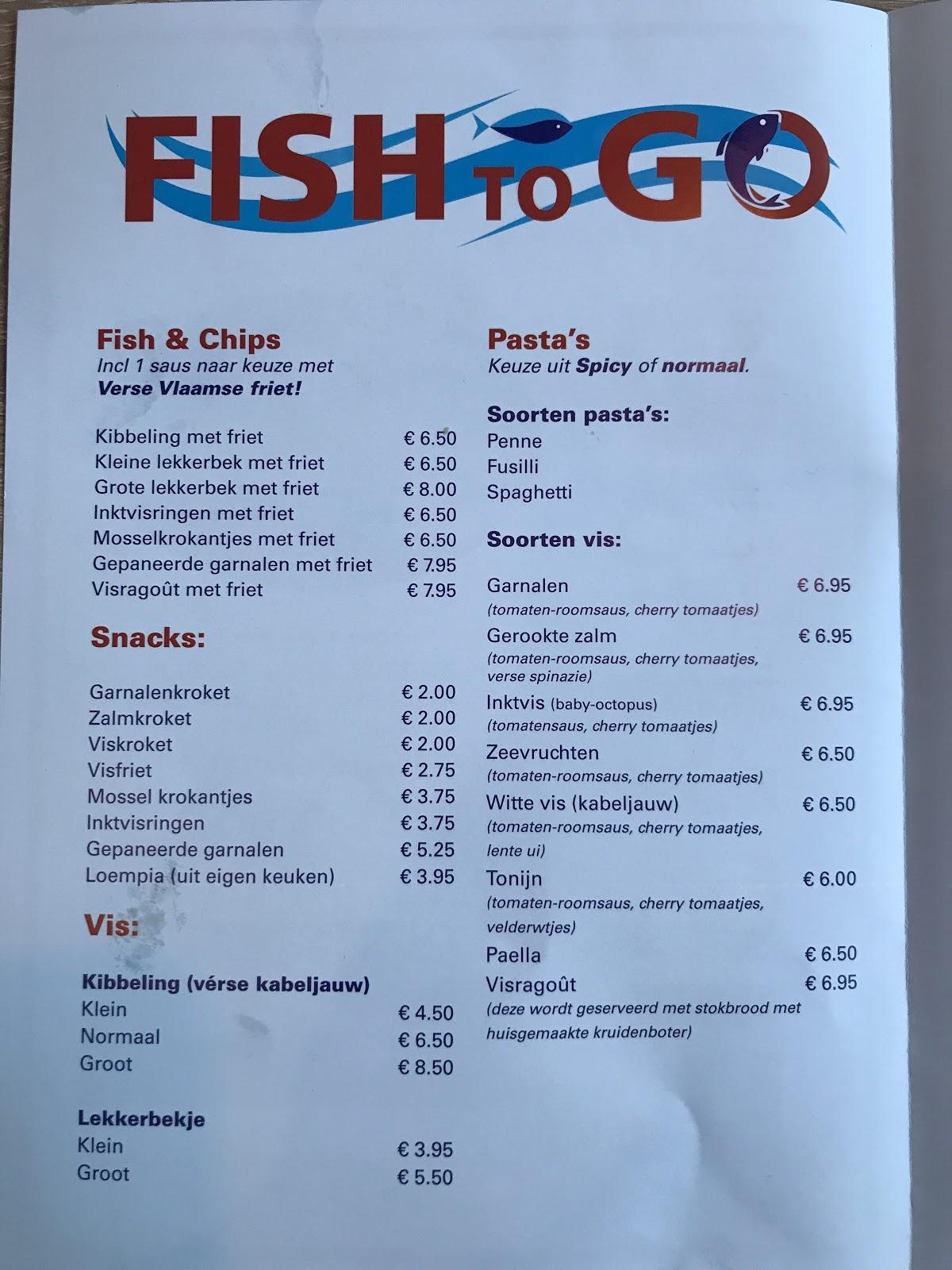 Menu at Restaurant Fish To Go seafood & more…, Weert