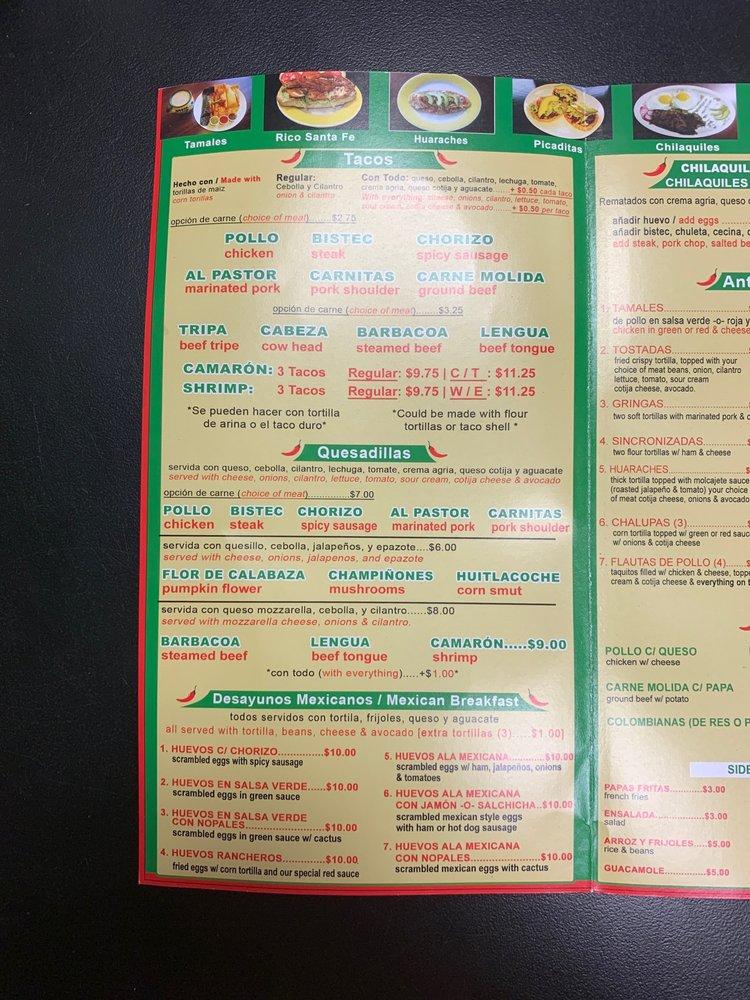 Menu at Rico Taco Mex 2 restaurant, Keansburg