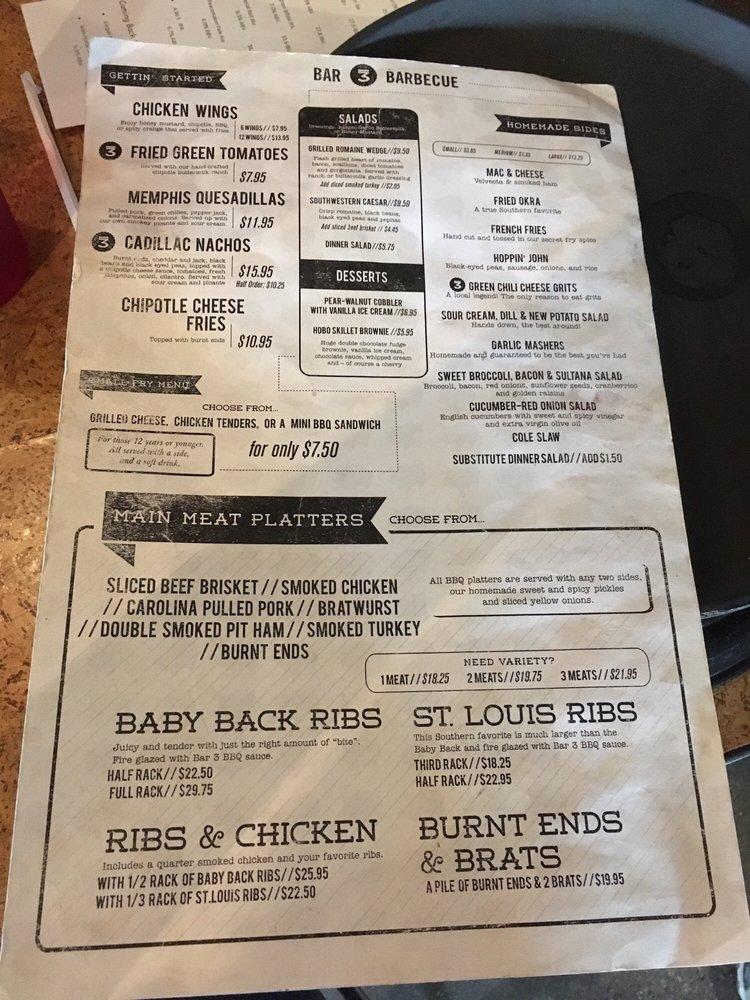 Menu at Bar 3 Bar-B-Q, Belgrade
