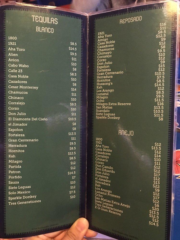Menu at El Moose restaurant, Seattle