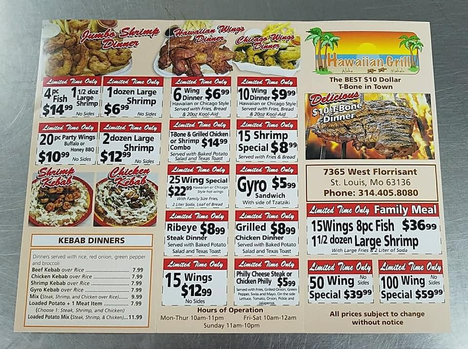 Menu at Hawaiian Grill - Jennings desserts, Jennings, W Florissant Ave