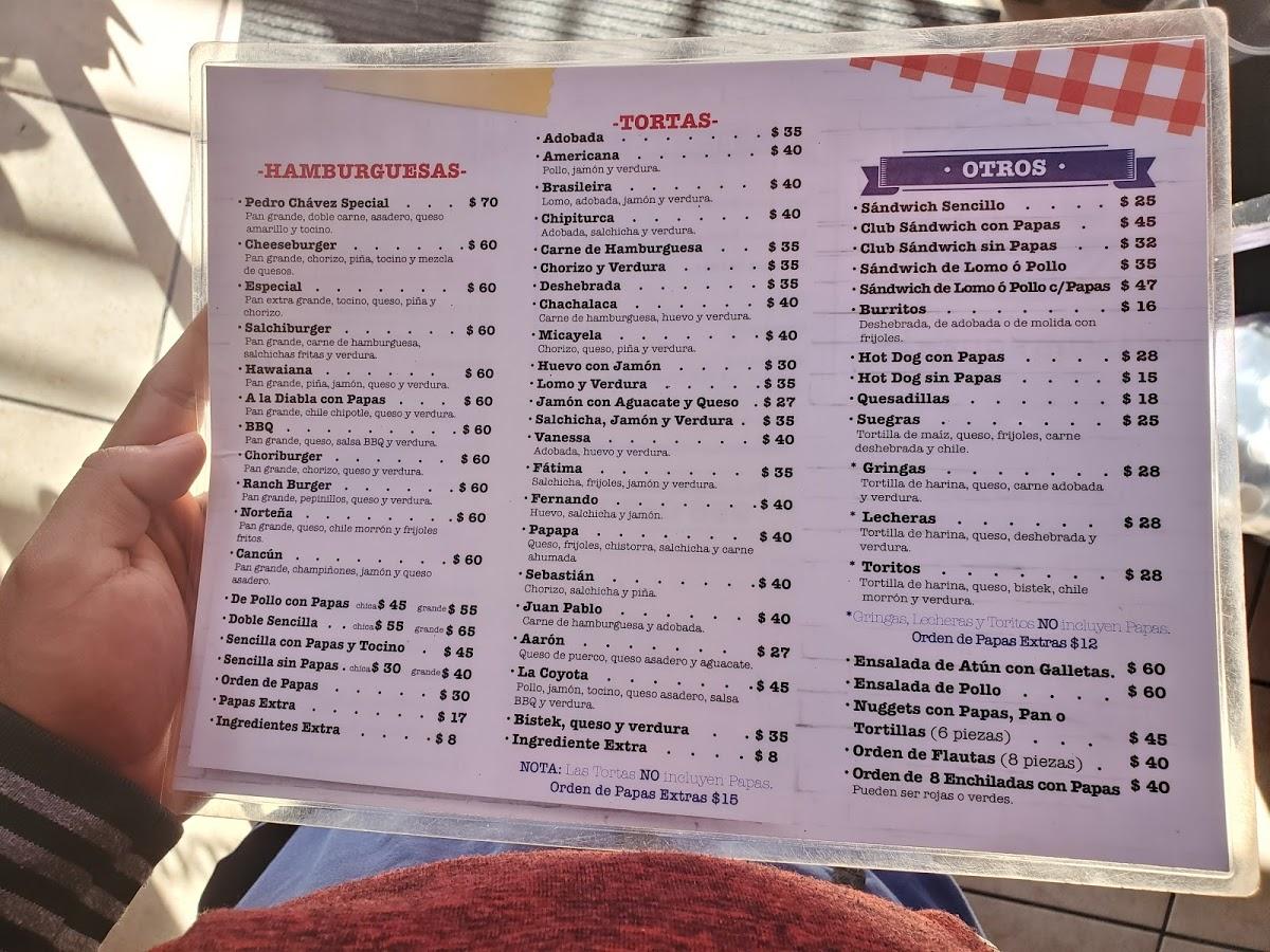 Menu at LONCHERÍA LUPE’S restaurant, Calvillo