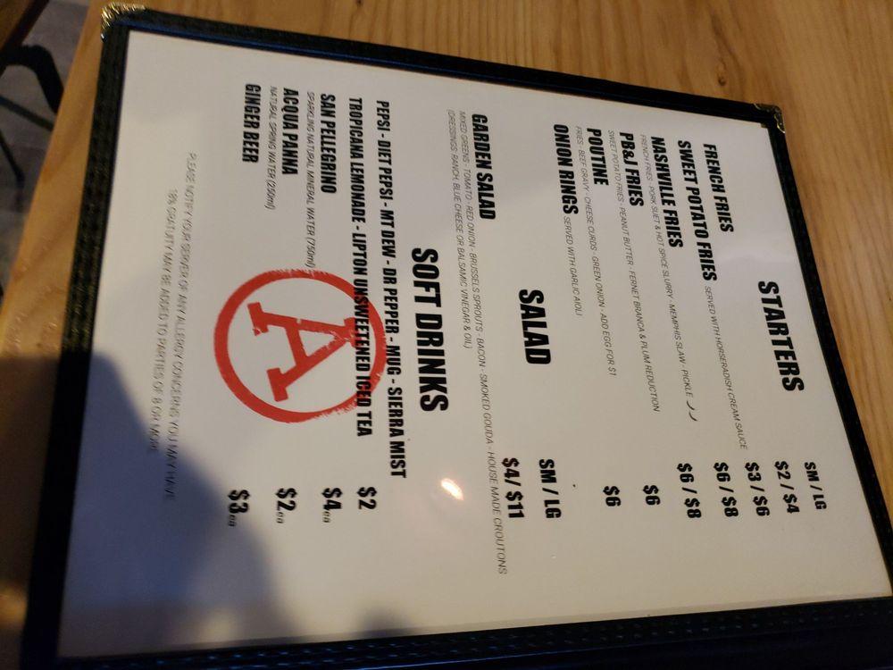 Menu at OAK & ALLEY pub & bar, Warsaw, E Center St