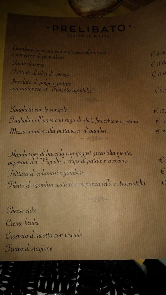 Menu da Cucina In Piazza ristorante, Roma