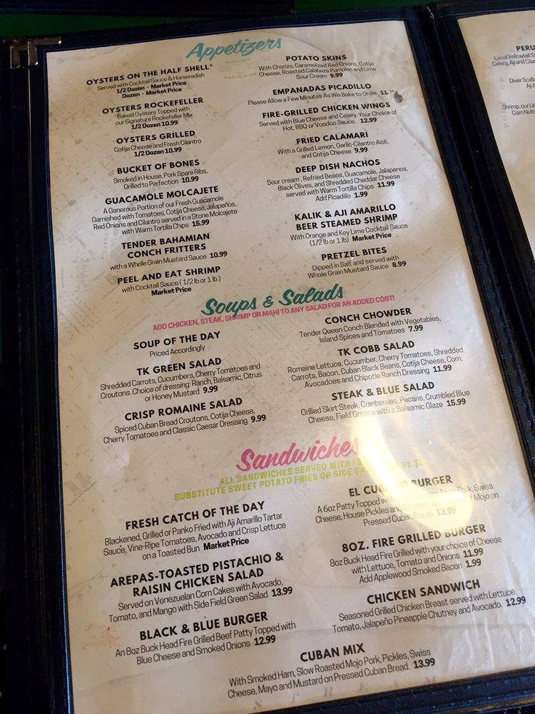 Menu at Turtle Kraals pub & bar, Key West
