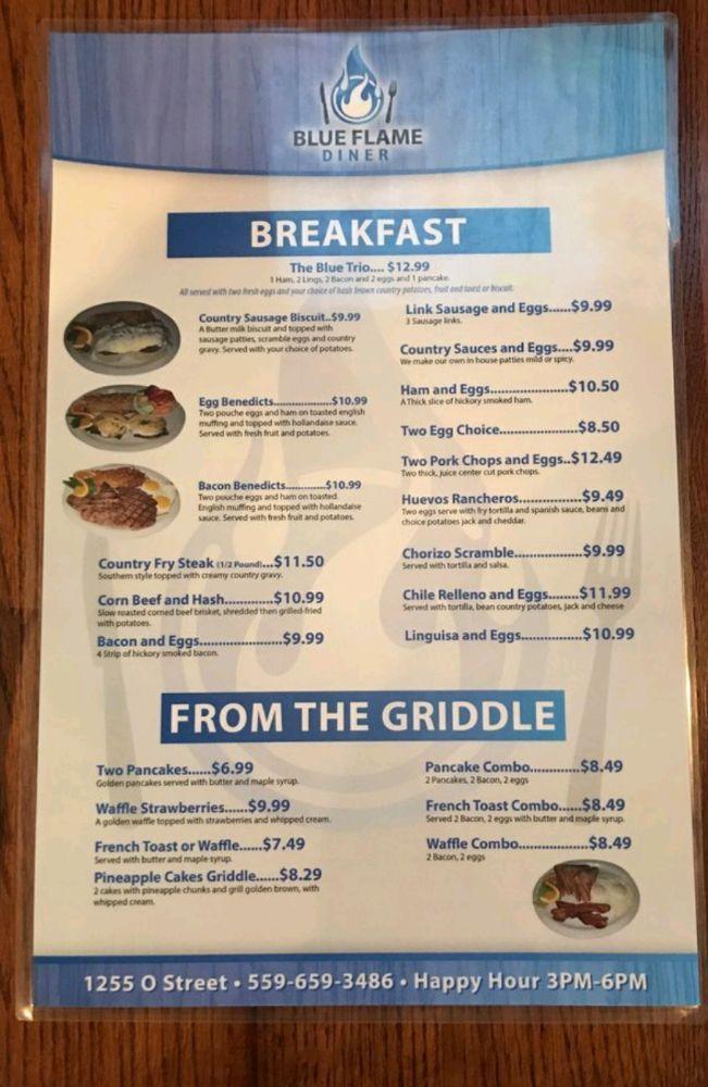 Menu at Blue Flame Diner restaurant, Firebaugh