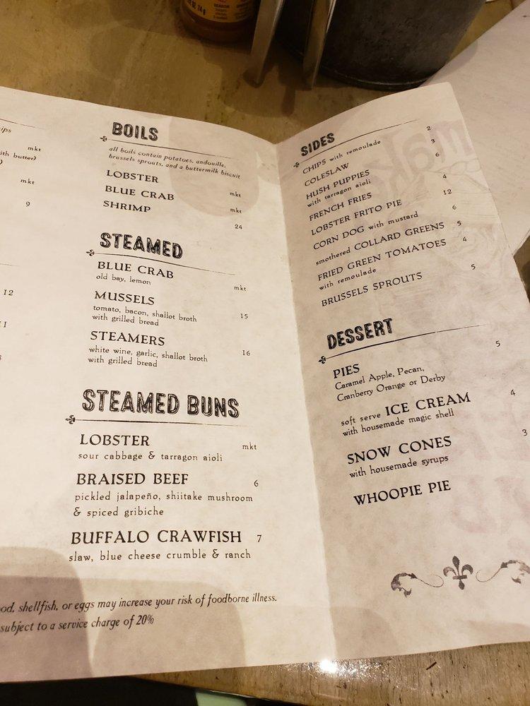 Menu at Peacemaker Lobster & Crab Co. restaurant, Tulsa