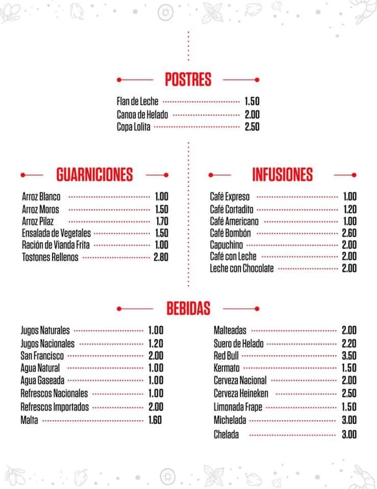 Menu at Pizza Cono cafe, Havana