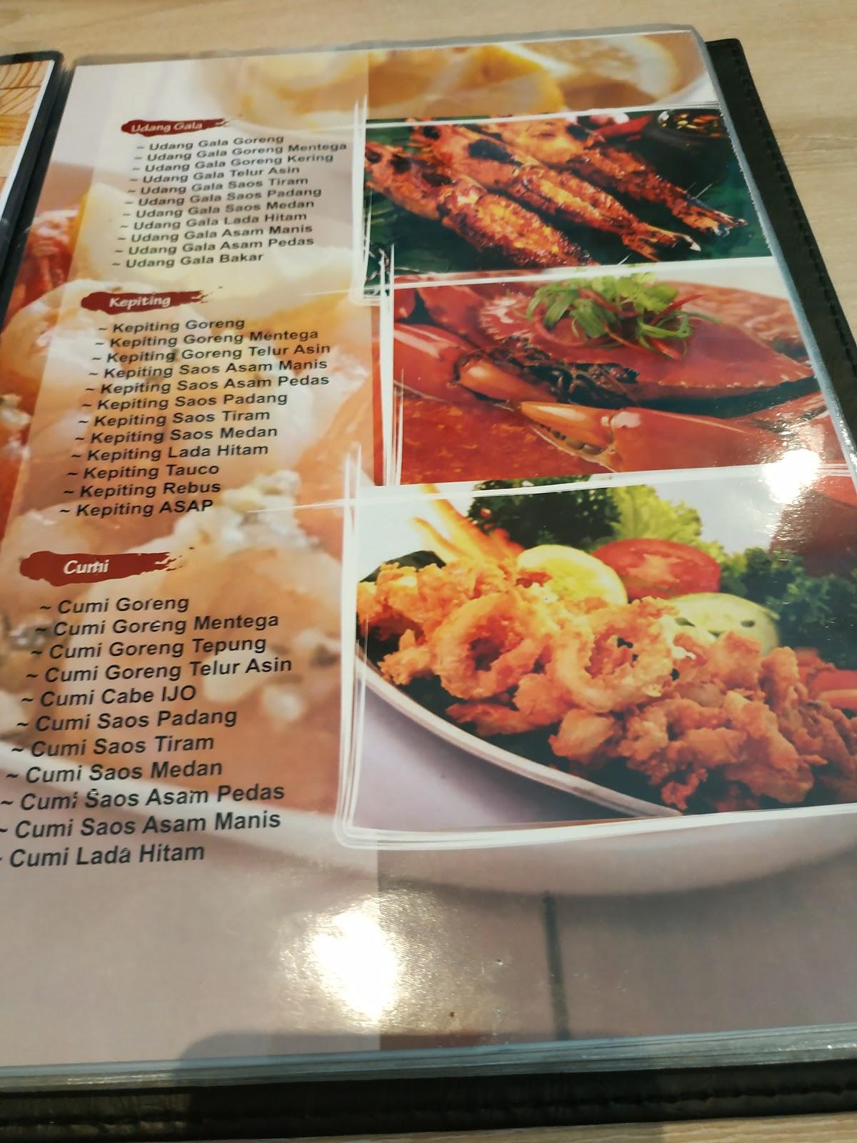 Menu at Pondok Kelapo restaurant, Jambi