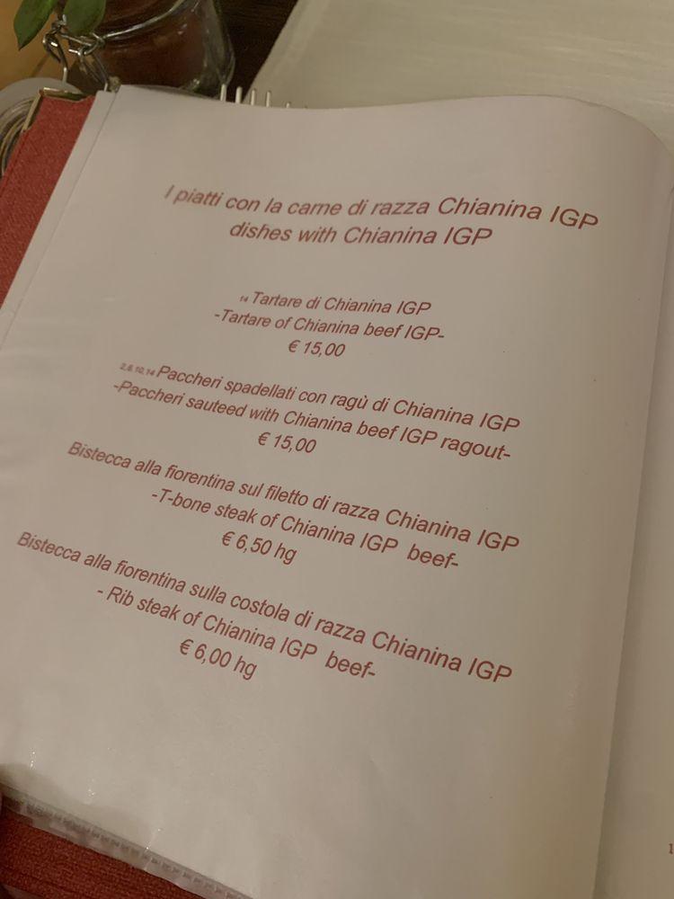 Menu at Rino restaurant, Como