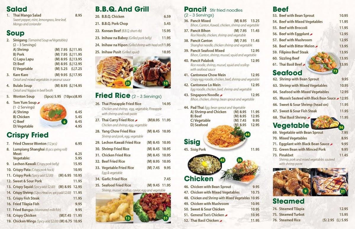 Menu at Summer House - Filipino Thai Cuisine restaurant, Toronto