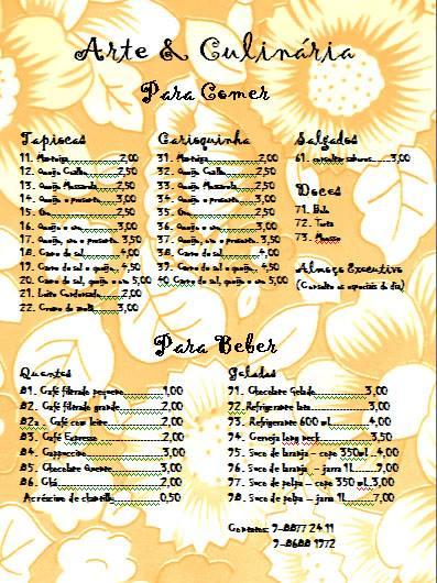 Menu em Arte & Culinária restaurante, Fortaleza