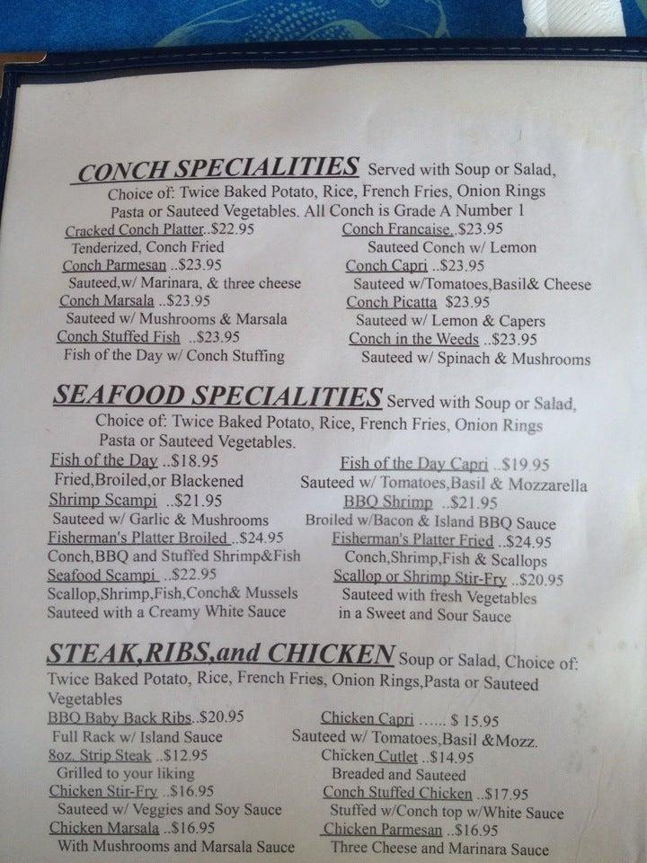 Menu at Cracked Conch Cafe, Marathon