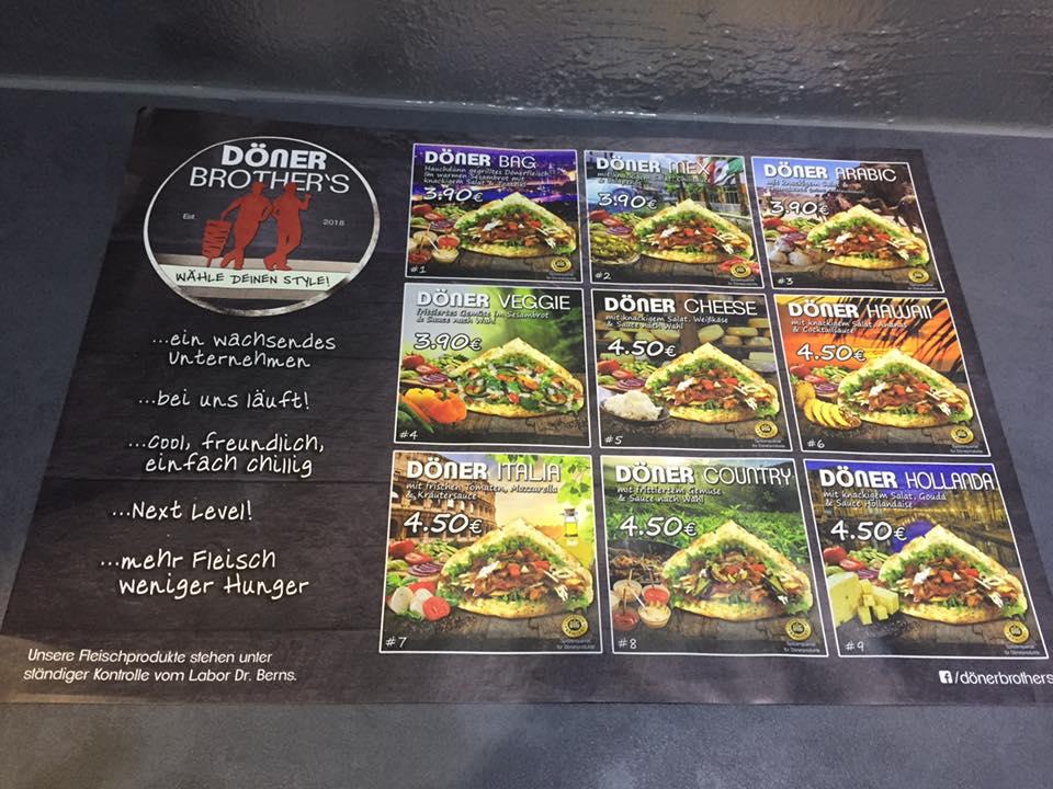 Speisekarte von Döner Brother's restaurant, Paderborn