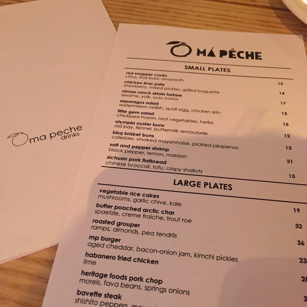 Menu at Má Pêche restaurant, West New York