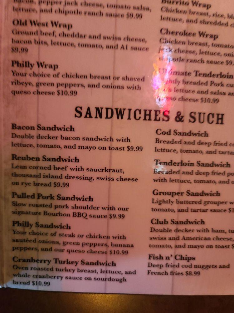 Menu at Maverick's pub & bar, Greendale