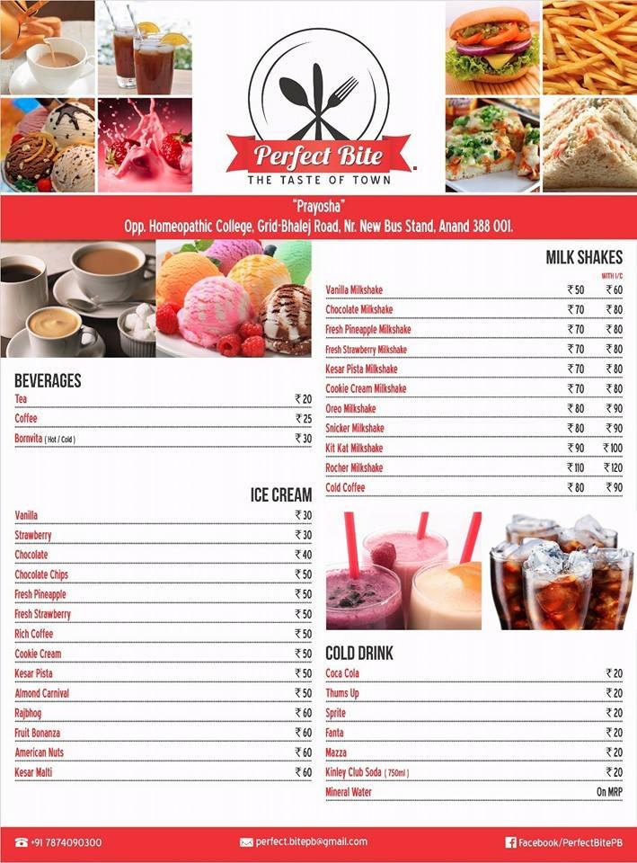 Menu at Perfect Bite, Anand, Perfect Bite