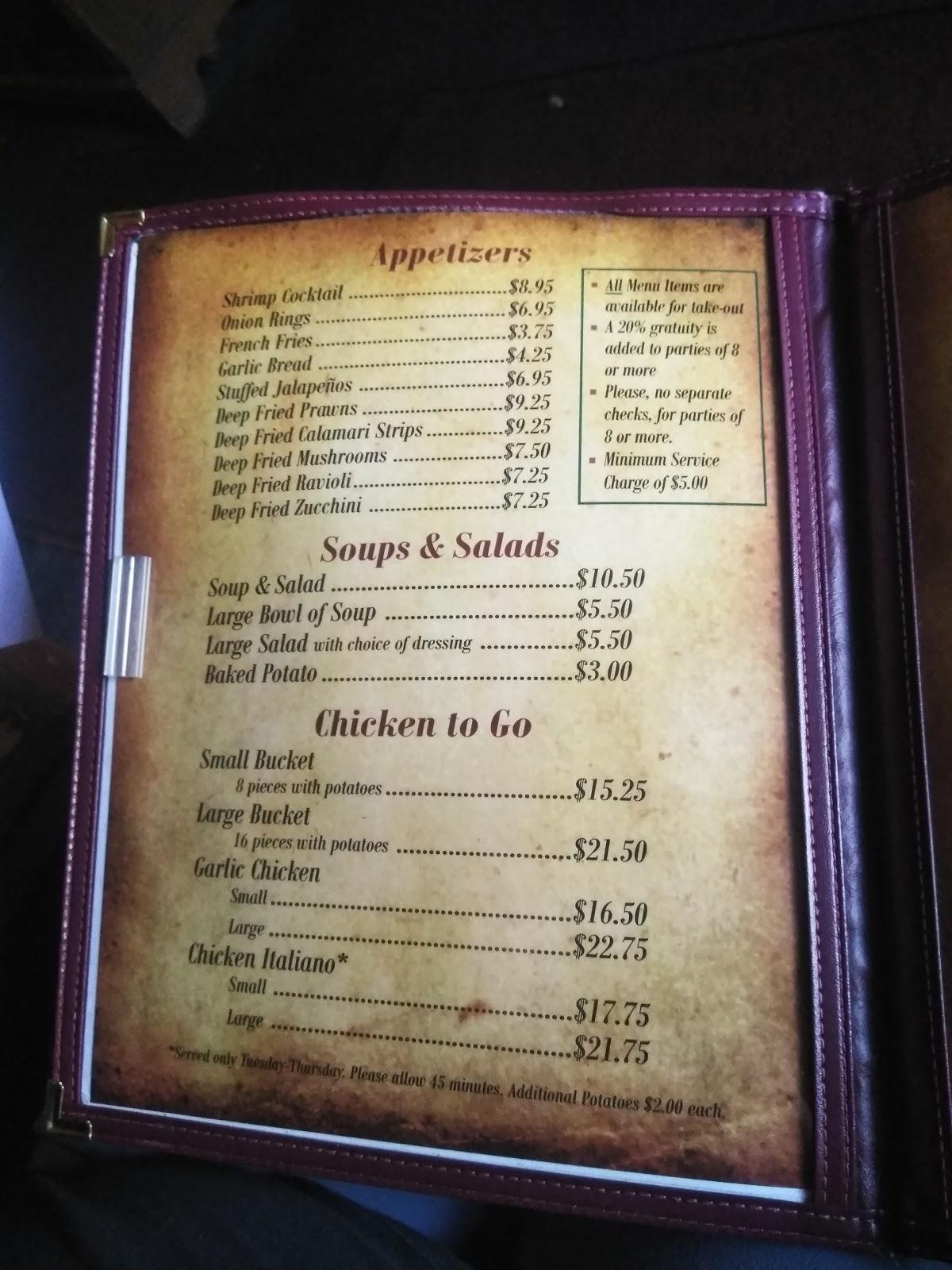 Menu at Ricky's Corner restaurant, Rodeo
