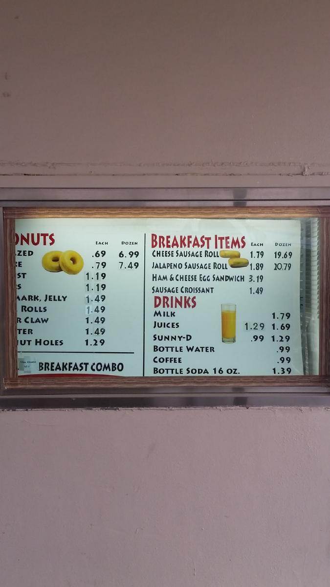 Menu at USA DONUT restaurant, Tulsa