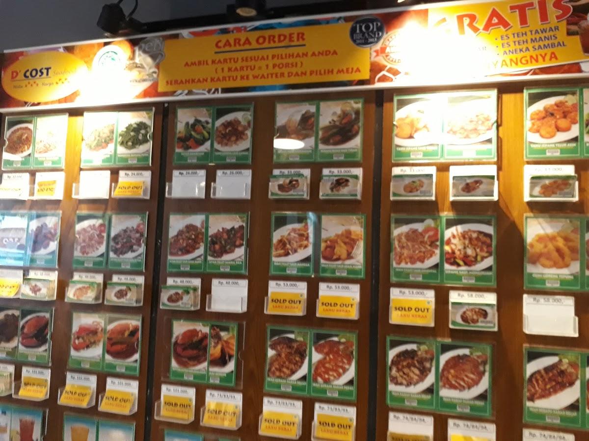 Menu at D'COST restaurant, Teluk Ambon