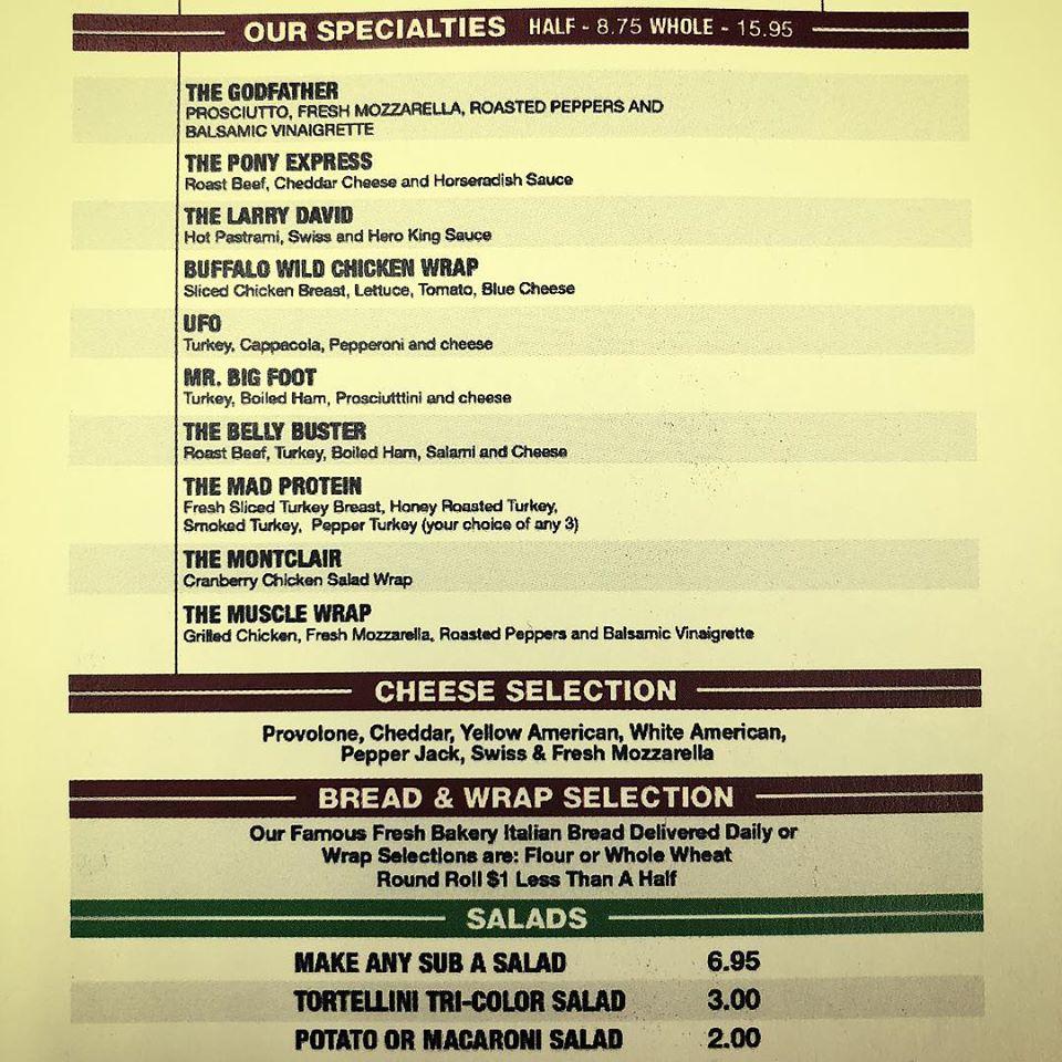 Menu at Hero King Express, Belleville