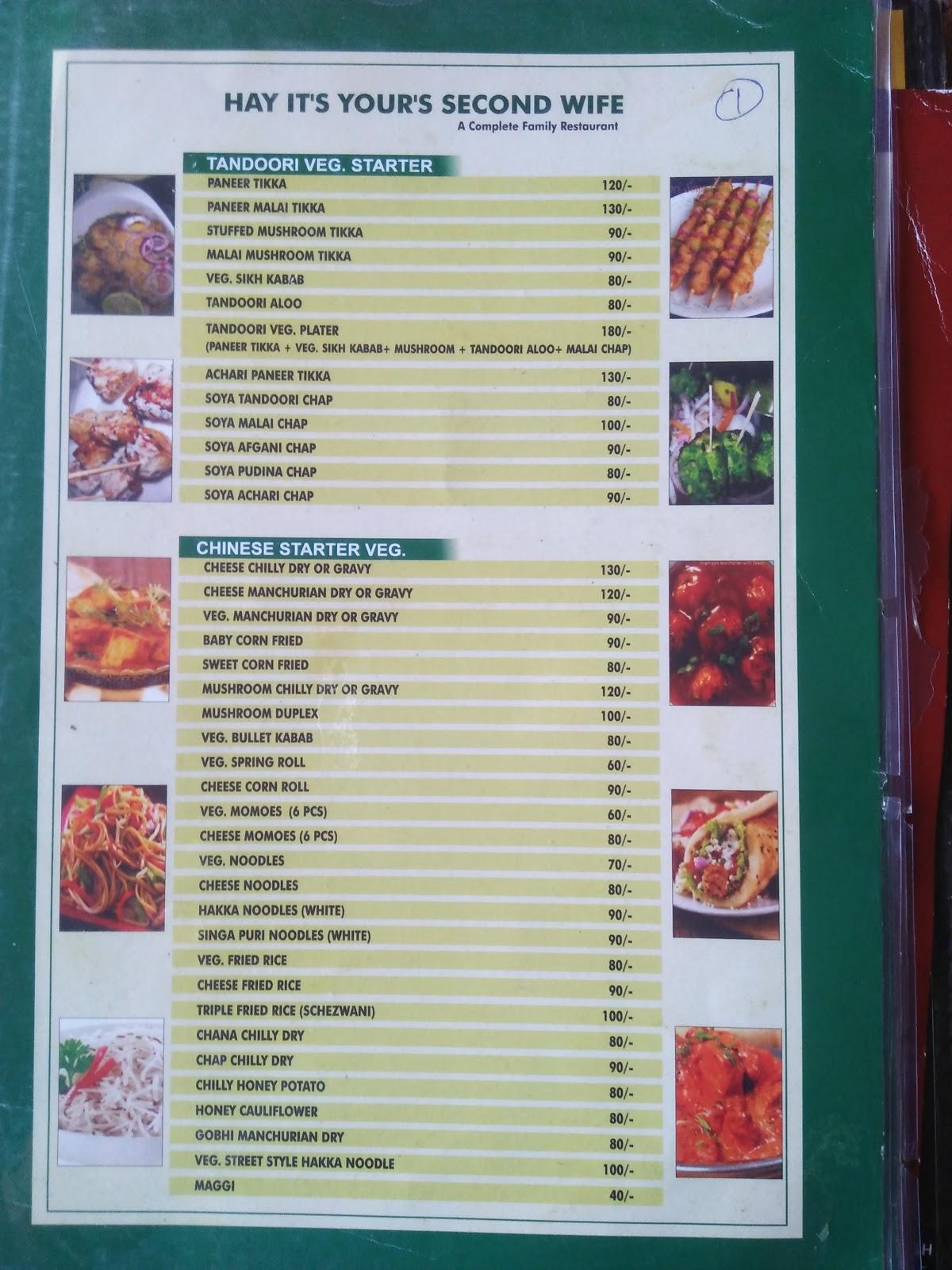 Menu at Hey it's your second wife, Ambala Cantt