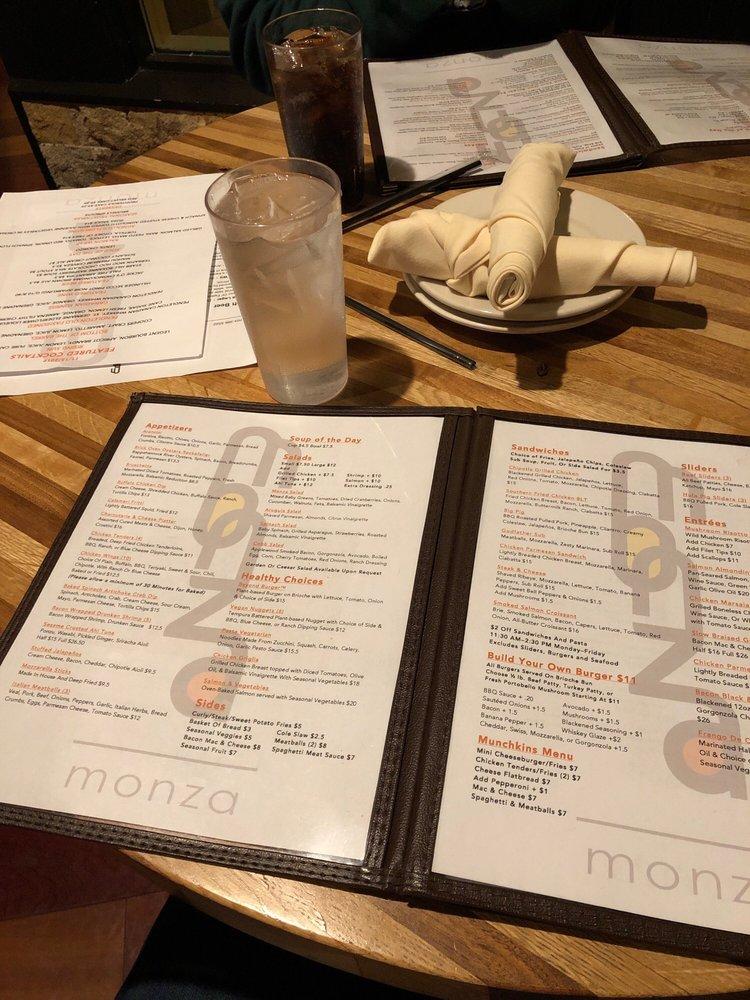 Menu at Monza pub & bar, Manassas, Battle St