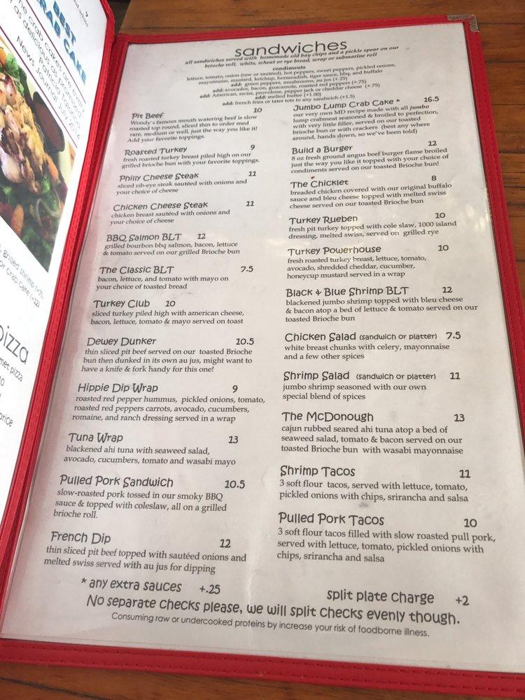 Menu at Woody's Dewey Beach pub & bar, Dewey Beach, Coastal Hwy