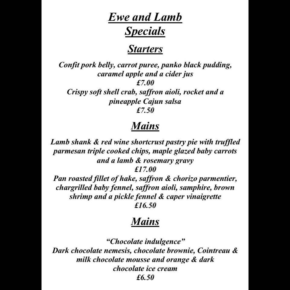 Carta del pub y bar Ewe & Lamb, Bromsgrove