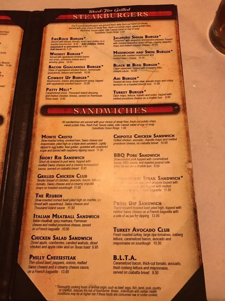 Menu at FireRock Steakhouse, Las Vegas, Centennial Center Blvd