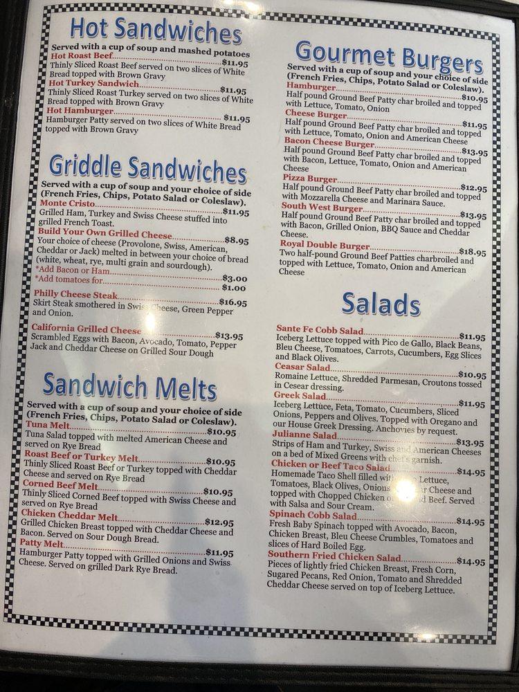 Menu at Gus' Diner restaurant, Rolling Meadows