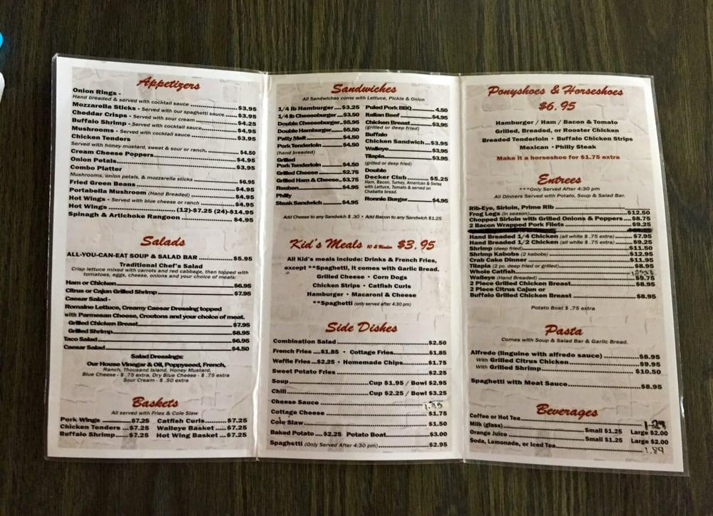 Menu at Jo's Place restaurant, Virden