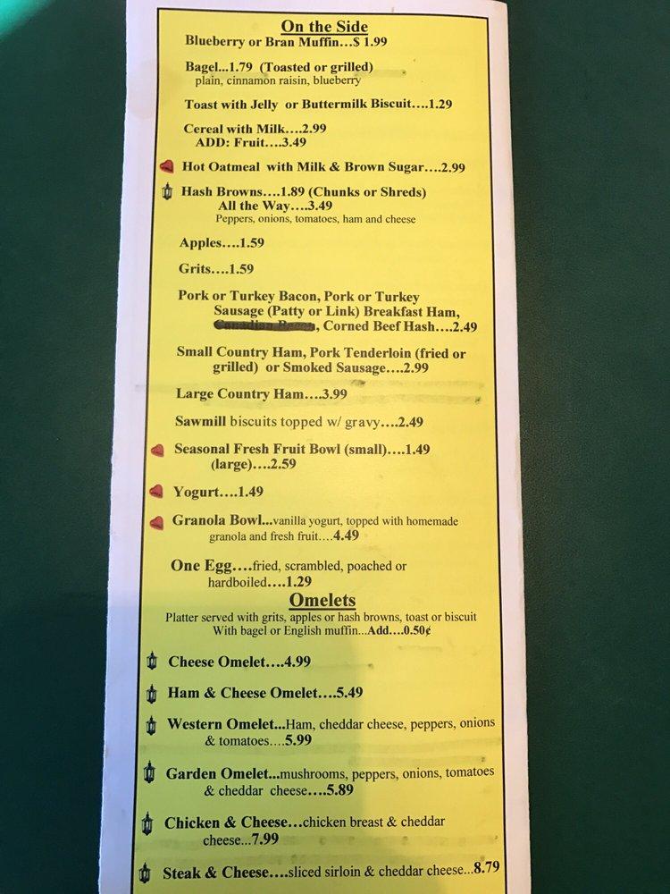 Menu at Lantern Inn restaurant, Goldsboro