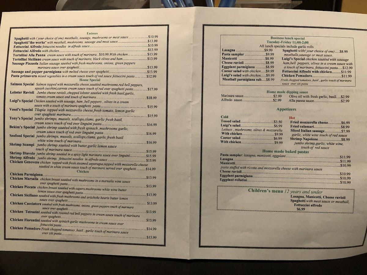 Menu at Luigi's Italian Restaurant, Woodway, Woodway Dr