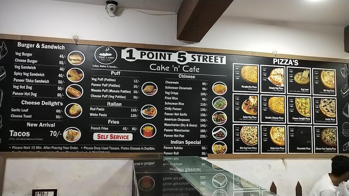 Menu at One Point Five Street, Jhunjhunu