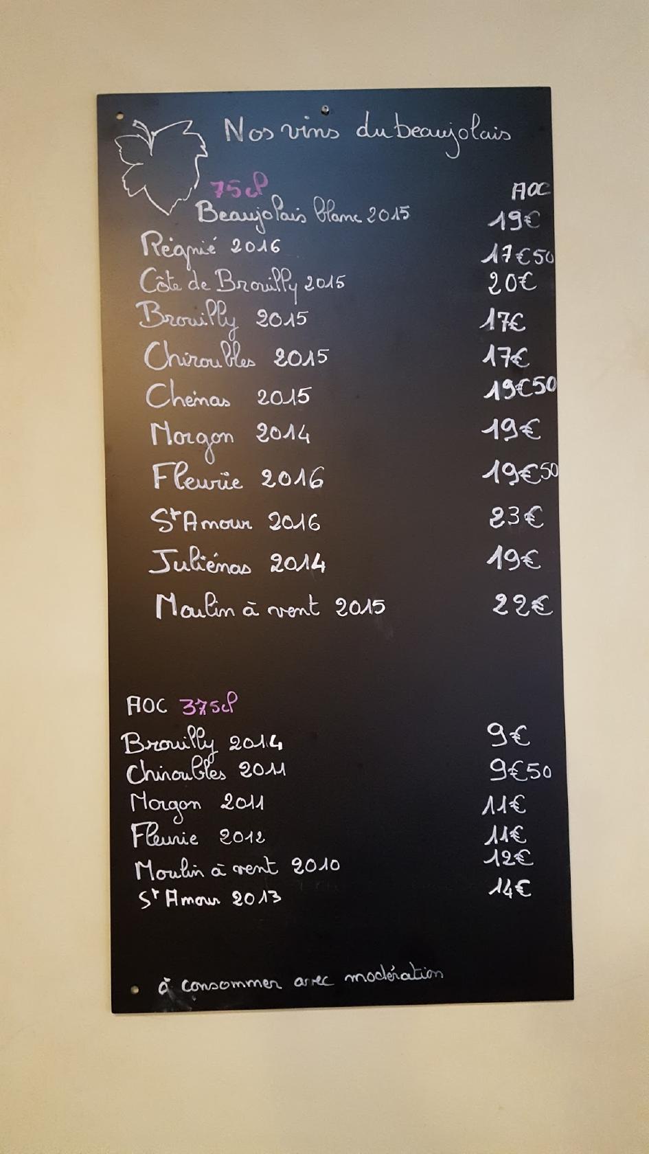 Menu au Restaurant Chez Claudette, Villefranche-sur-Saone