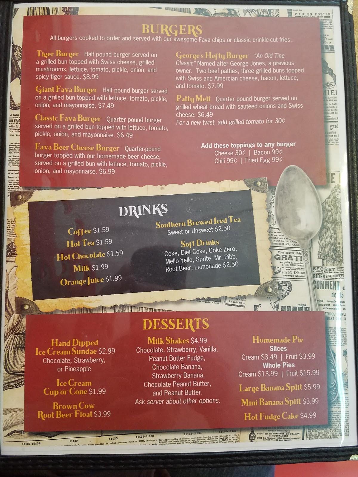 Menu at Fava's Restaurant, Georgetown, 159 E Main St