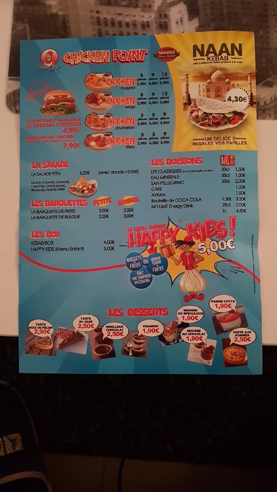 Menu au Le Keb'z restaurant, Créhange