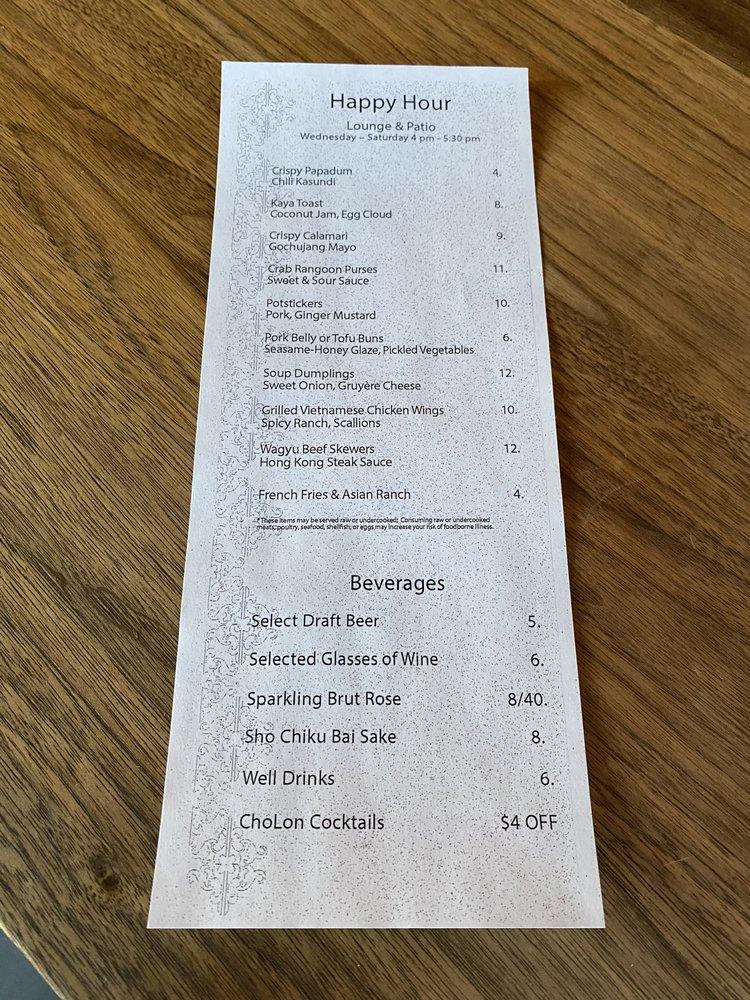 Carta del pub y bar ChoLon - Central Park, Denver