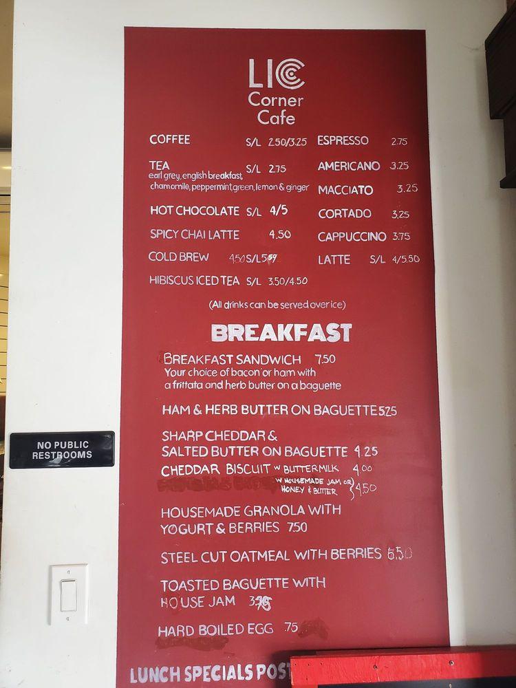Menu at LIC Corner Cafe, New York City, 21-03 45th Rd