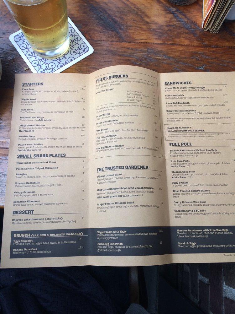 Menu at LOCAL Public Eatery Leaside, Toronto, 180 Laird Dr