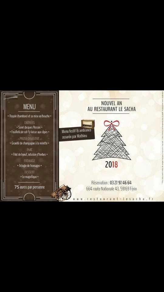 Menu at Le Sacha restaurant, Férin, 664 Rte nationale
