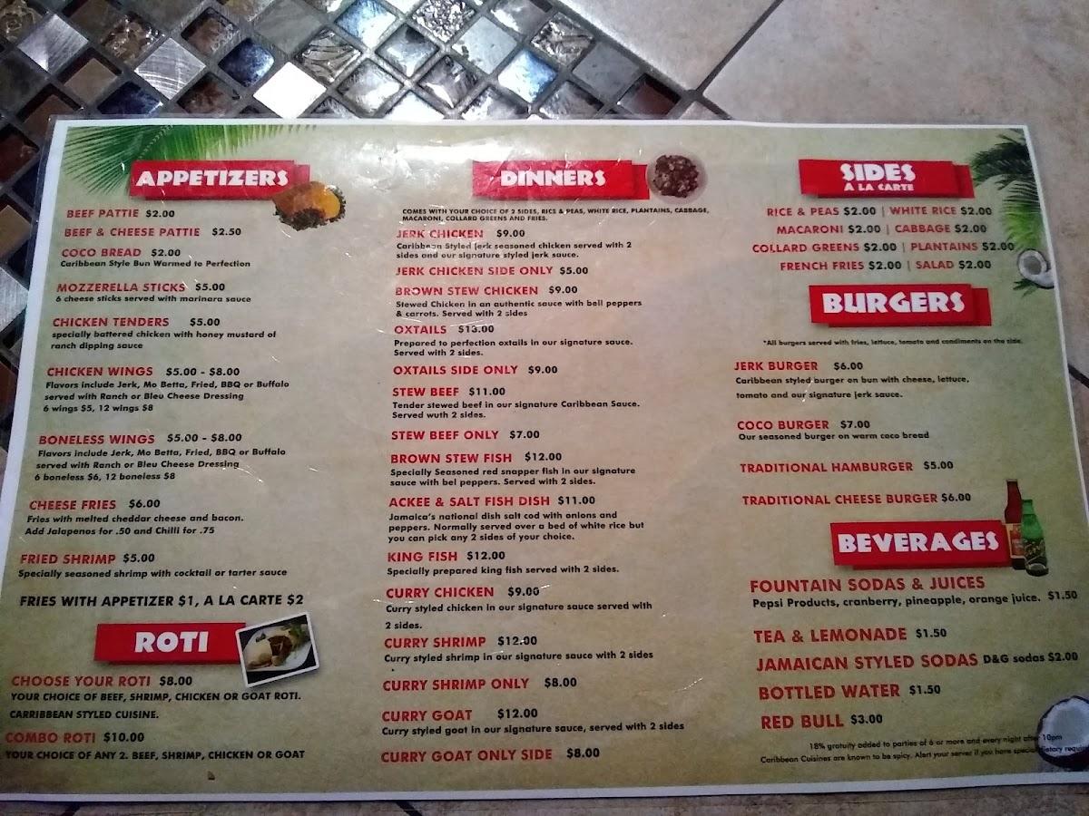 Menu at Mobay 2 at Carolina SunSplash restaurant, Columbia