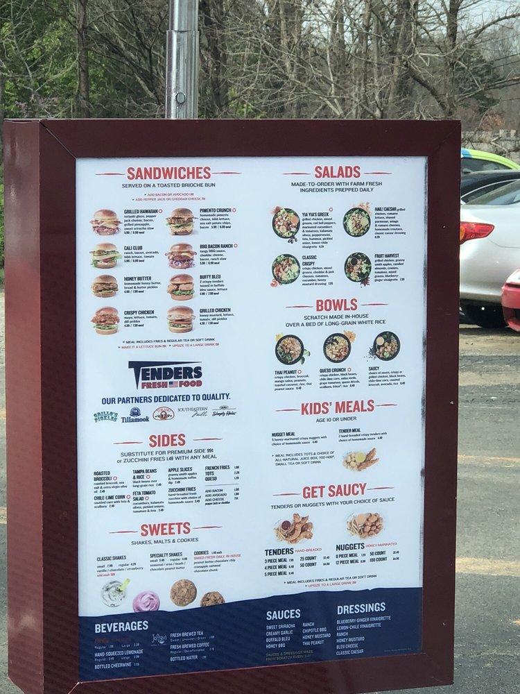 Menu at Tenders PDQ fast food, Cornelius