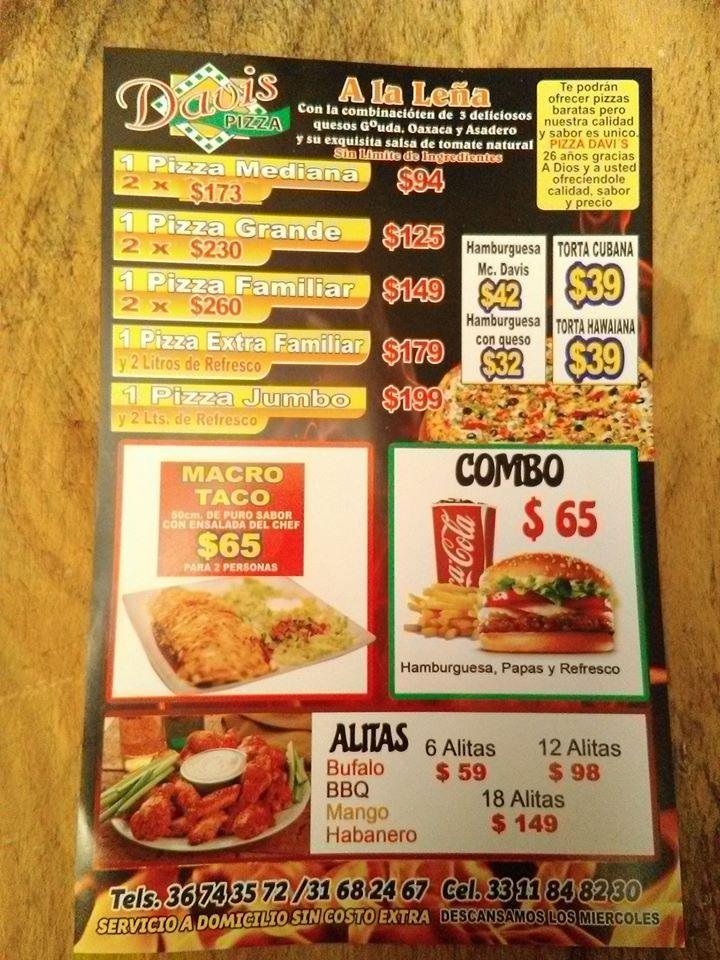 Carta del restaurante Pizzas David, Guadalajara