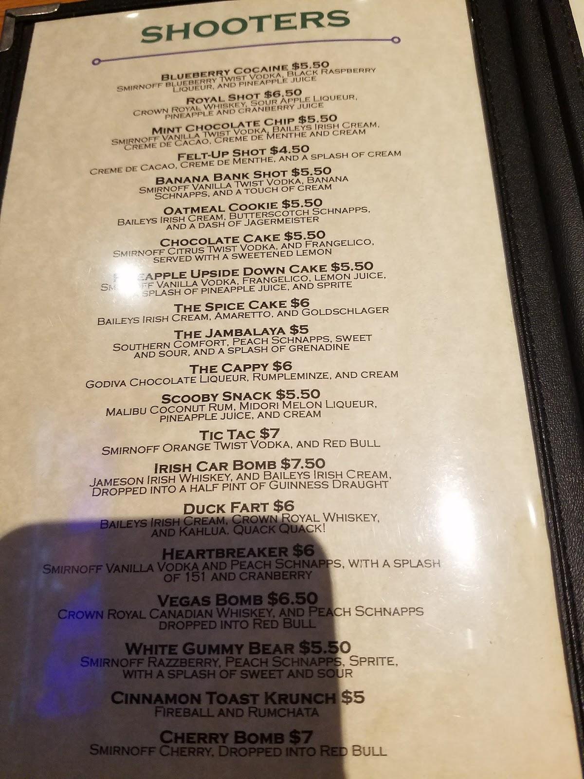 Menu at Pockets Pool & Pub, Tucson