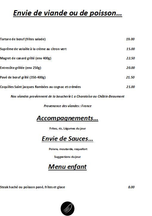 Menu at Restaurant L'envie, Saint-Julien-en-Genevois